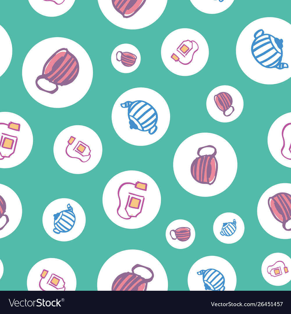 Tea circle seamless pattern design Royalty Free Vector Image