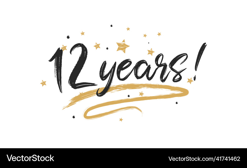 12 years card beautiful greeting scratched Vector Image