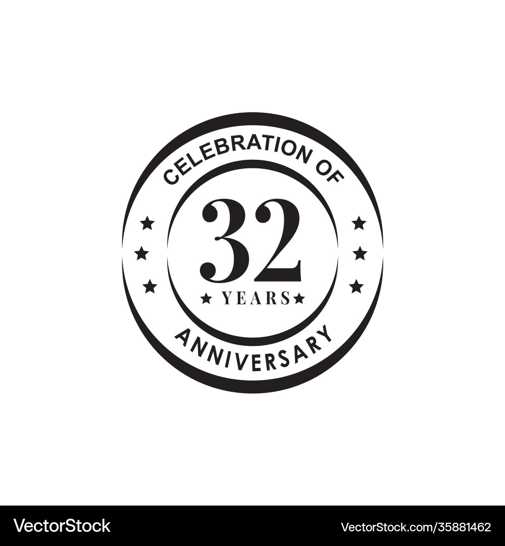 32nd year celebrating anniversary logo design Vector Image