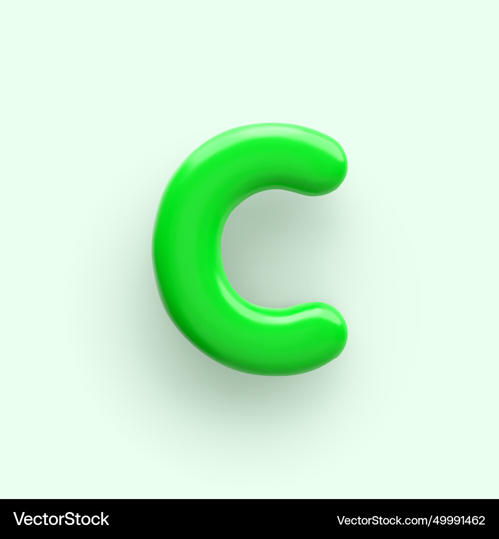 3d green letter c with a glossy surface on light Vector Image