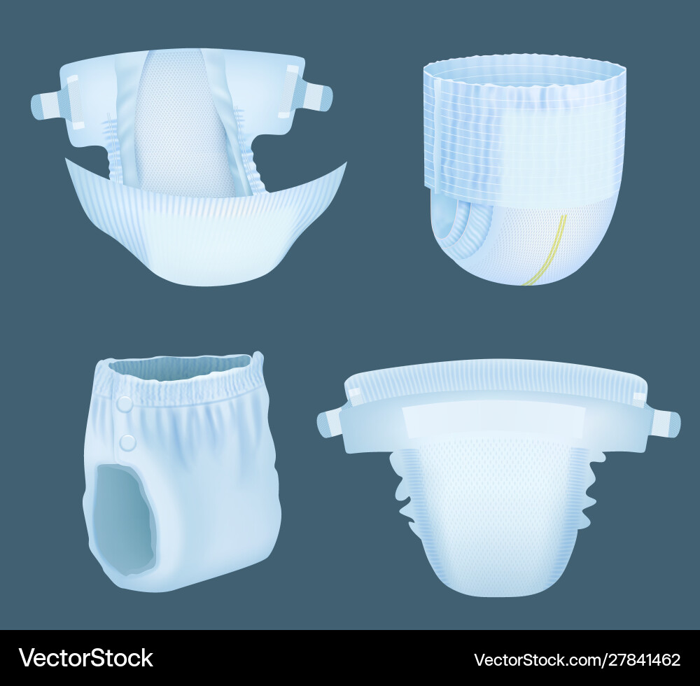 Diaper realistic baby comfortable white softly Vector Image