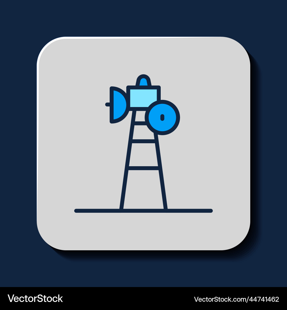 Filled outline satellite dish icon isolated Vector Image