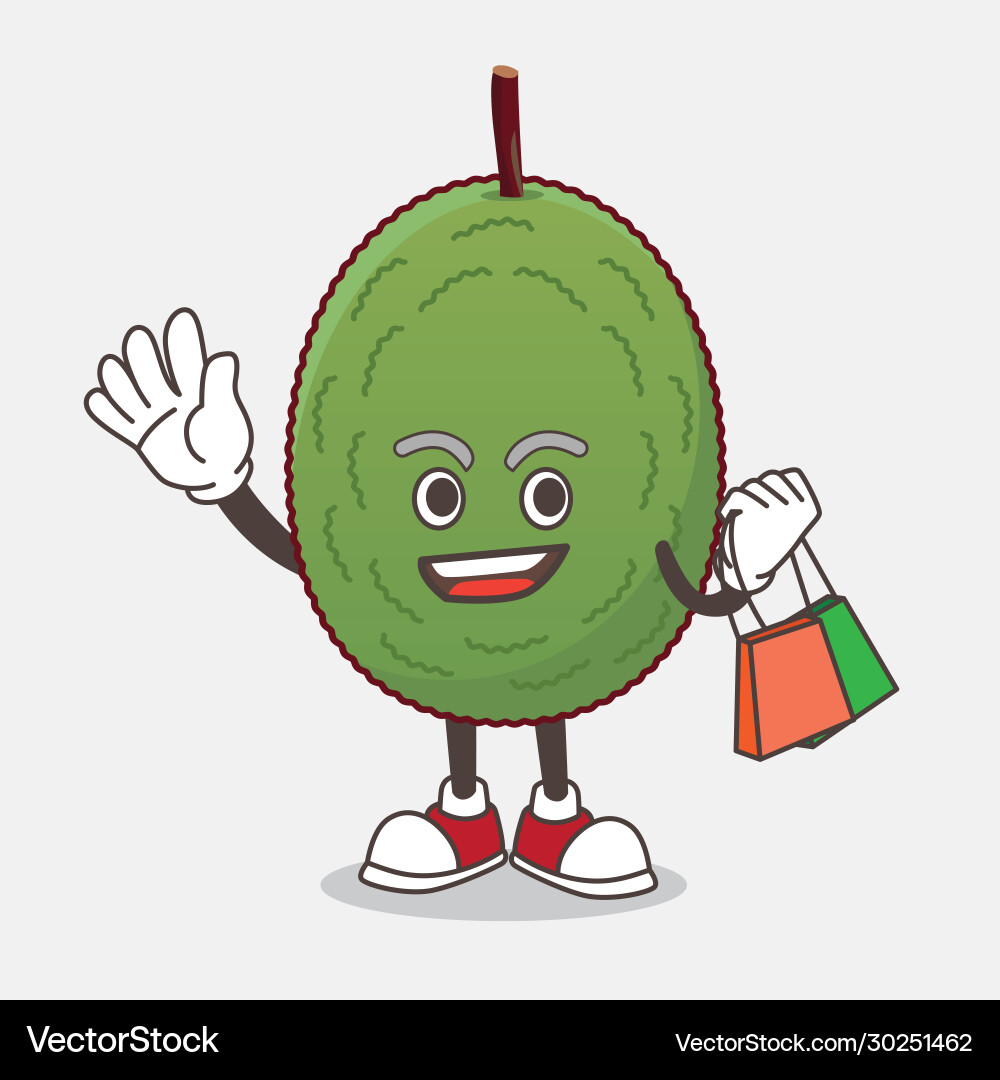 Jackfruit cartoon mascot character waving Vector Image
