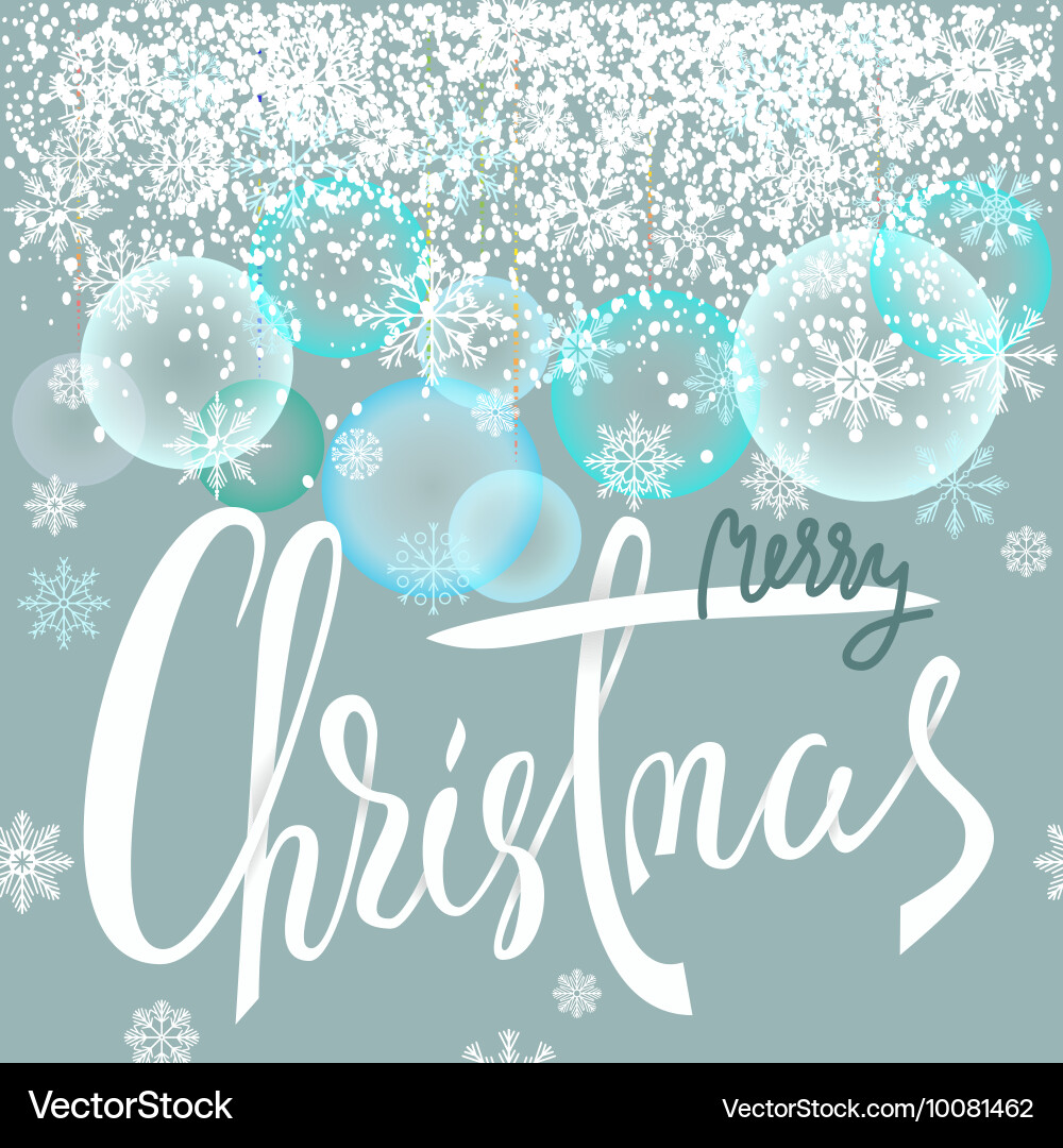 Merry christmas lettering design with blue Vector Image