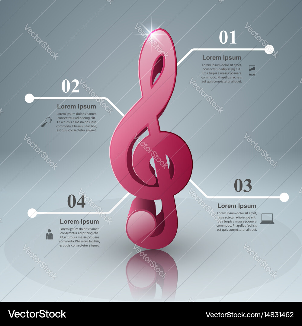 Music infographic treble clef icon note icon Vector Image