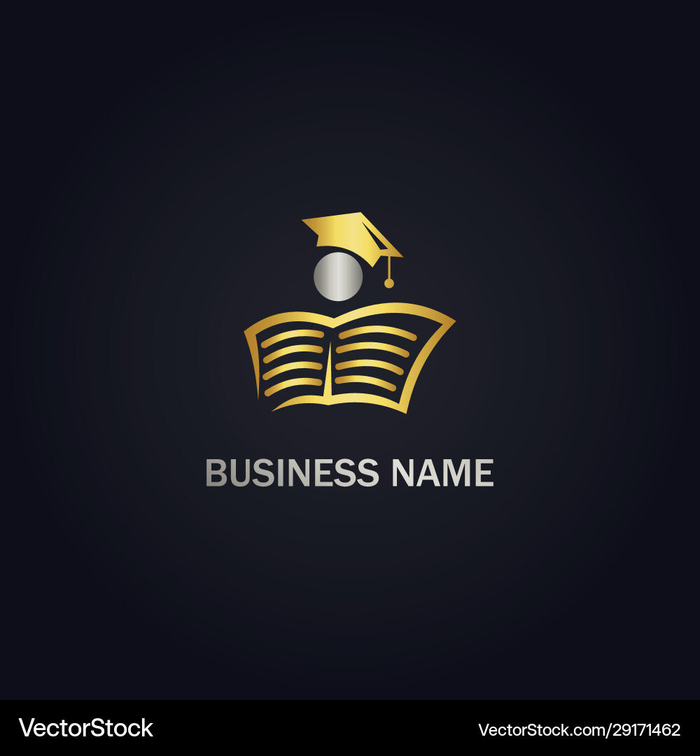 Open book university education gold logo Vector Image
