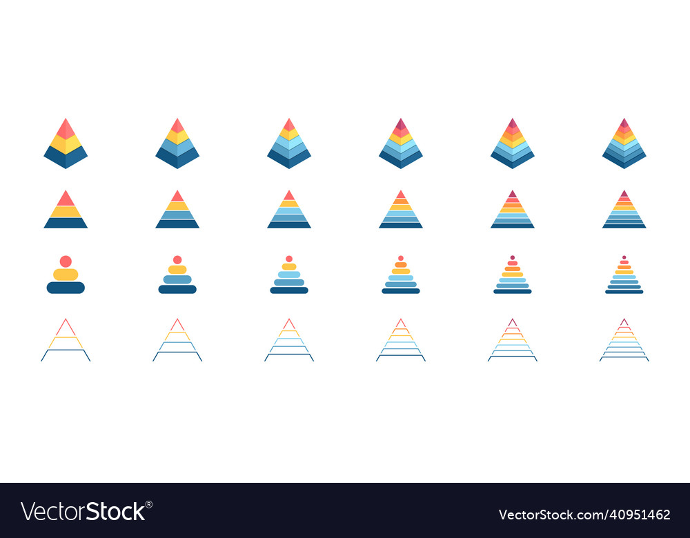 Pyramid chart collection charts Royalty Free Vector Image
