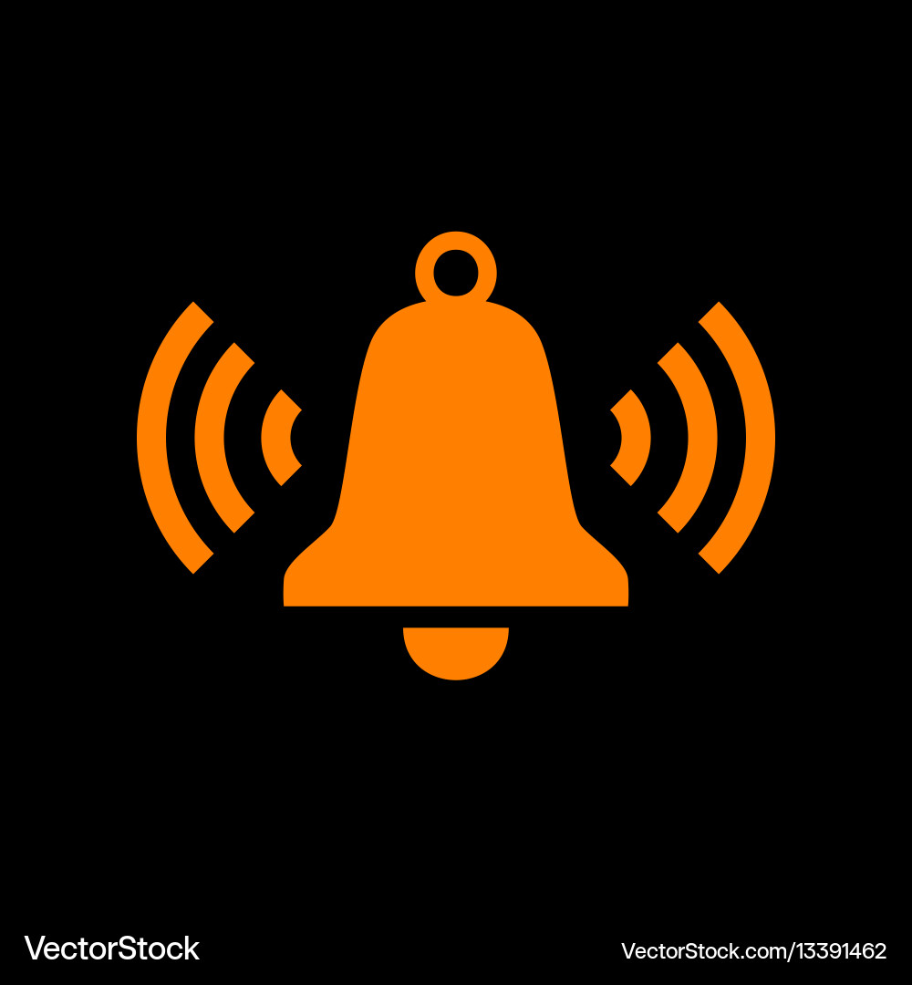 Ringing bell icon orange icon on black background Vector Image