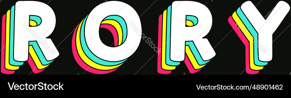 Rory - retro rainbow typography faded style Vector Image