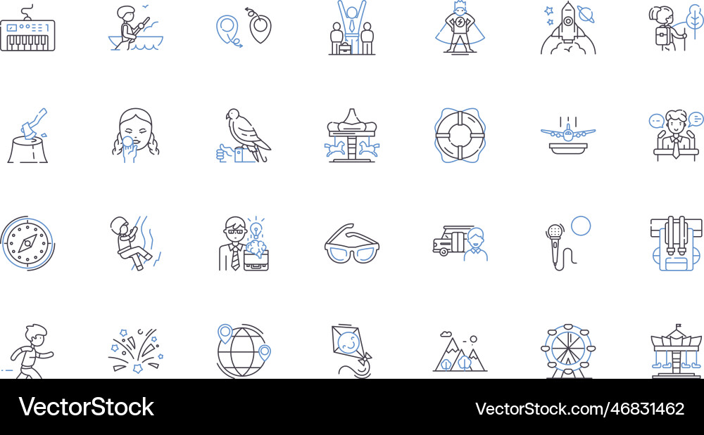Tranquil respite line icons collection calmness Vector Image