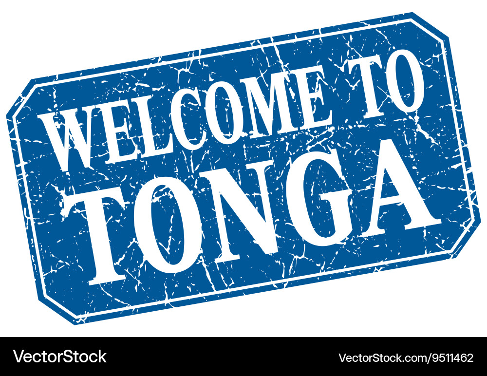 Welcome to tonga blue square grunge stamp Vector Image