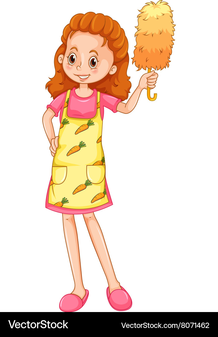 Woman with apron and duster Royalty Free Vector Image