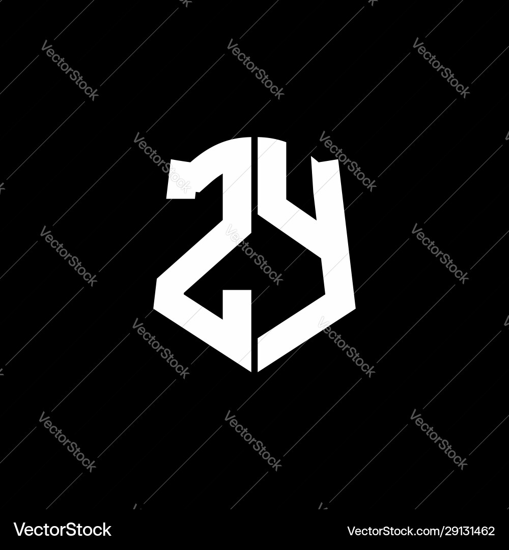 Zy monogram letter logo ribbon with shield style Vector Image