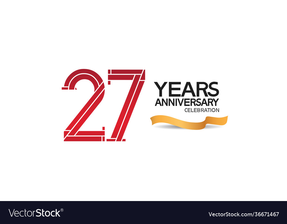 27 years anniversary template with red color Vector Image