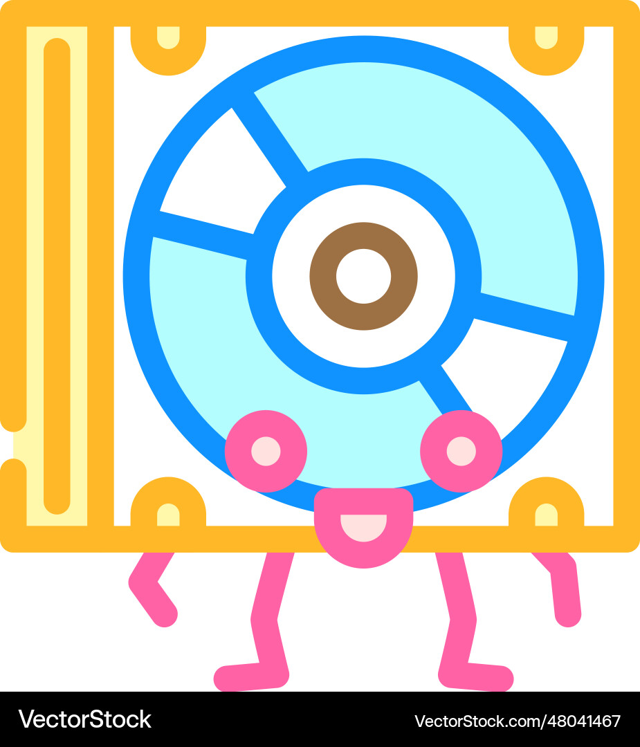 Cd disc music retro character color icon Vector Image
