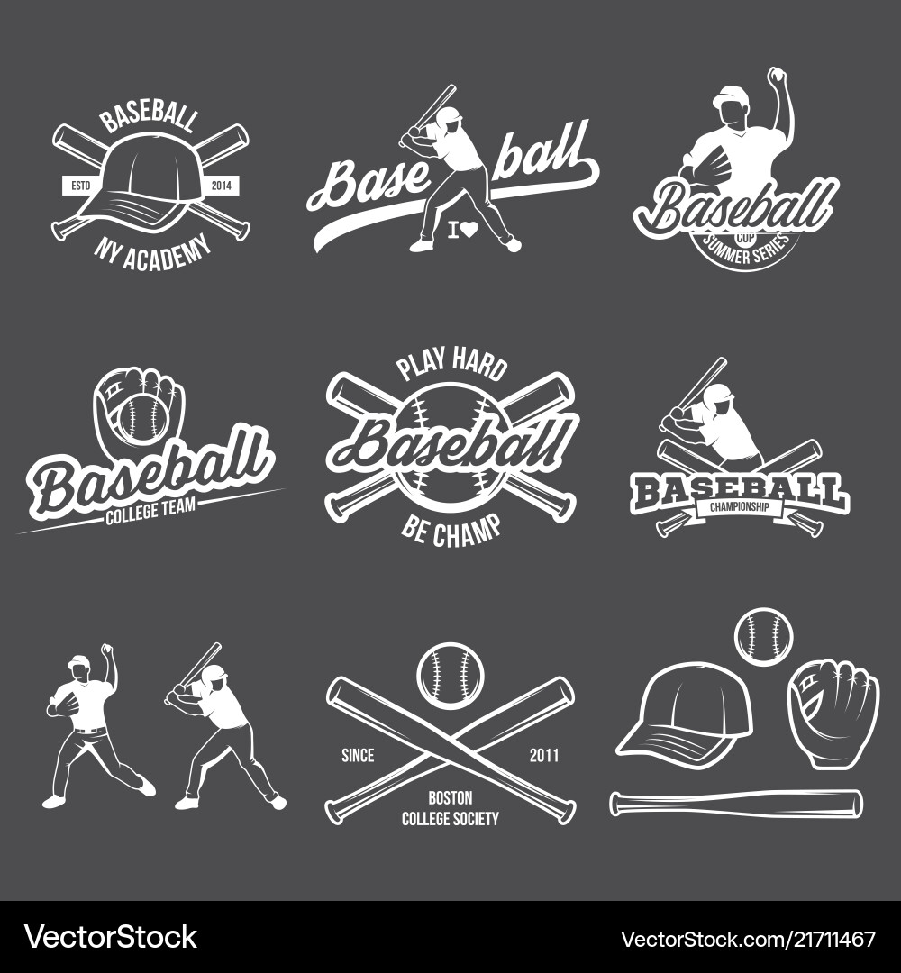 Collection baseball logo and insignias Royalty Free Vector