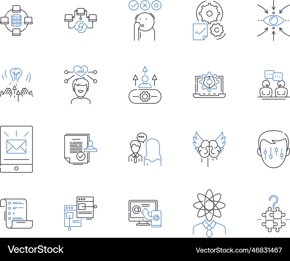 Customer engagement line icons collection Vector Image