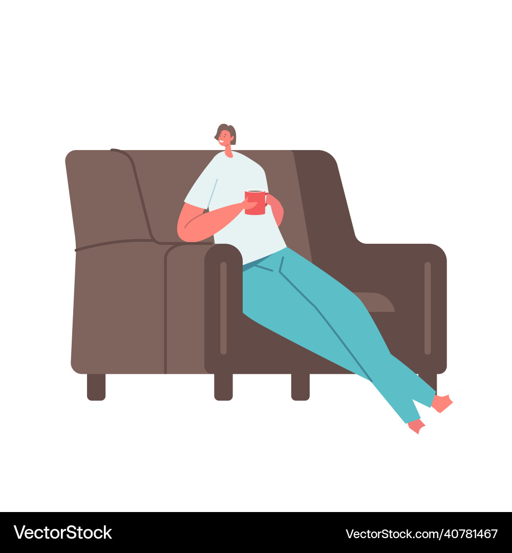Female character relaxing in comfortable soft Vector Image