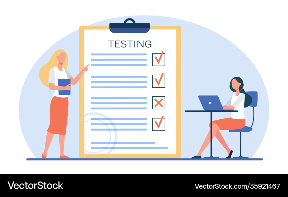 Female student passing exam and checking answers Vector Image