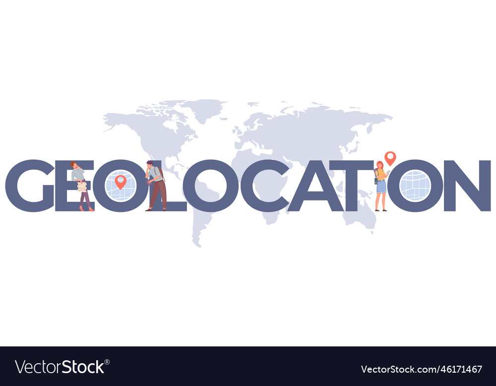 Geolocation flat text Royalty Free Vector Image