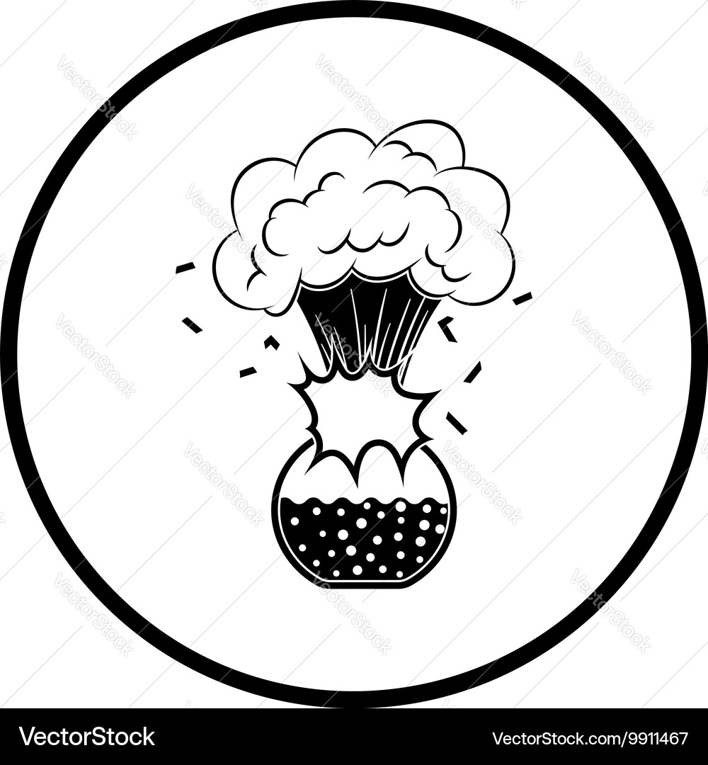 Icon explosion of chemistry flask Royalty Free Vector Image