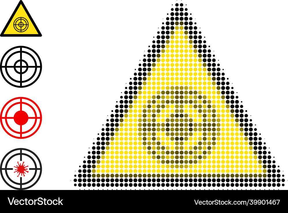 Pixel halftone target danger icon and other icons Vector Image