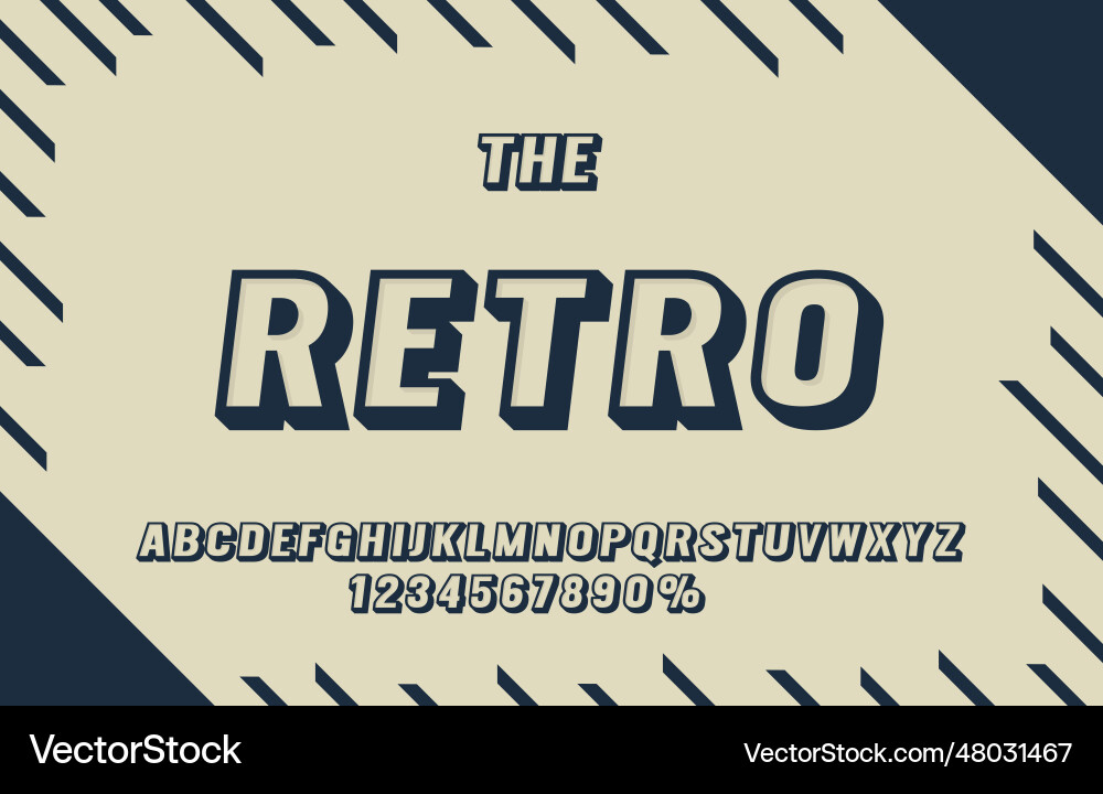 Retro font set collection letters and numbers Vector Image