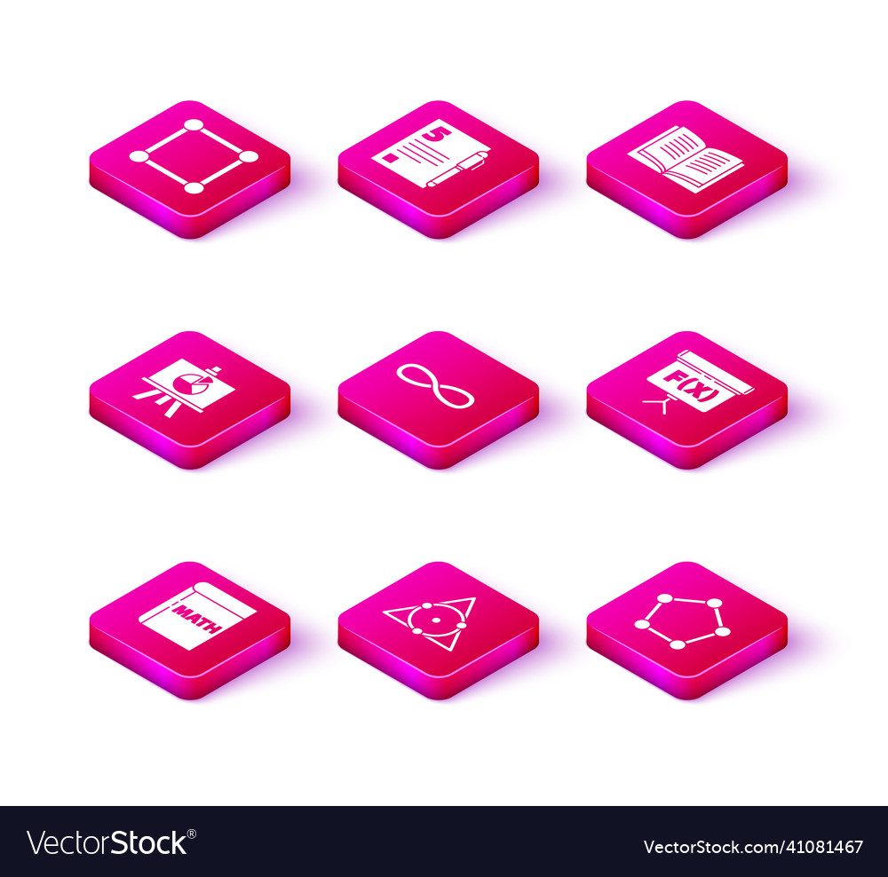 Set Book With Word Mathematics Triangle Royalty Free Vector