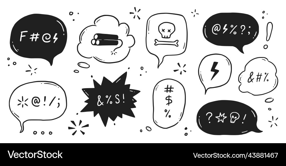 Swear word speech bubble set curse rude Royalty Free Vector