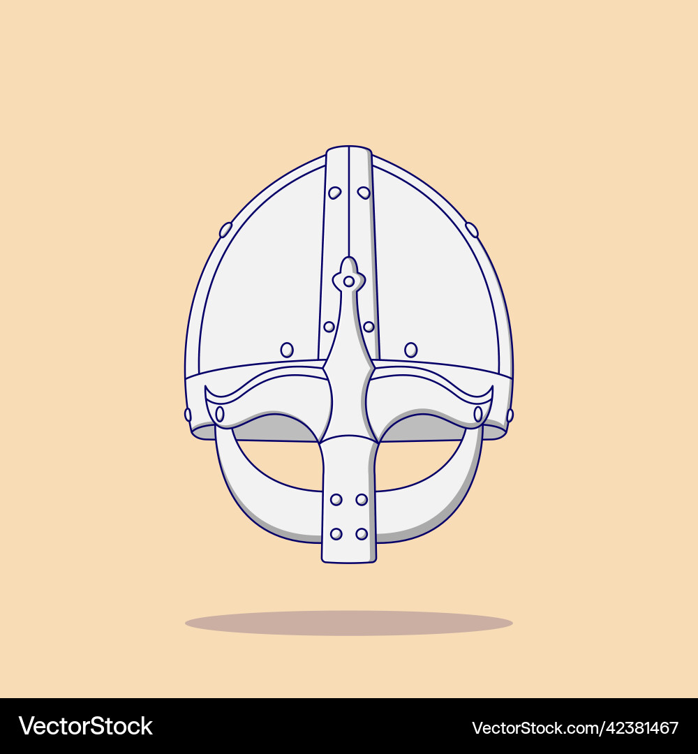 Viking helmet icon medieval armor flat cartoon Vector Image