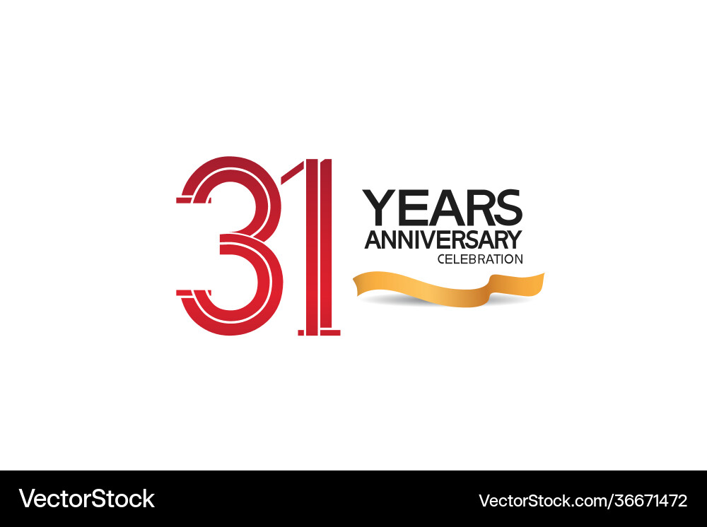 31 years anniversary template with red color Vector Image
