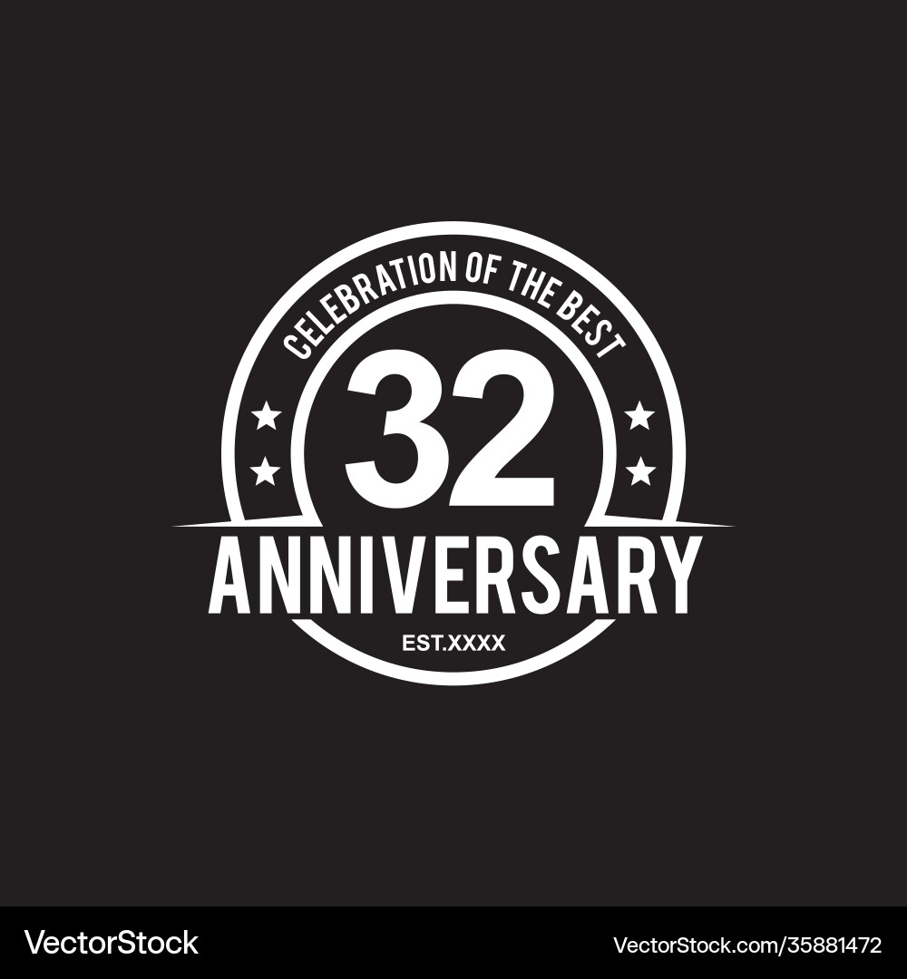 32nd year celebrating anniversary logo design Vector Image
