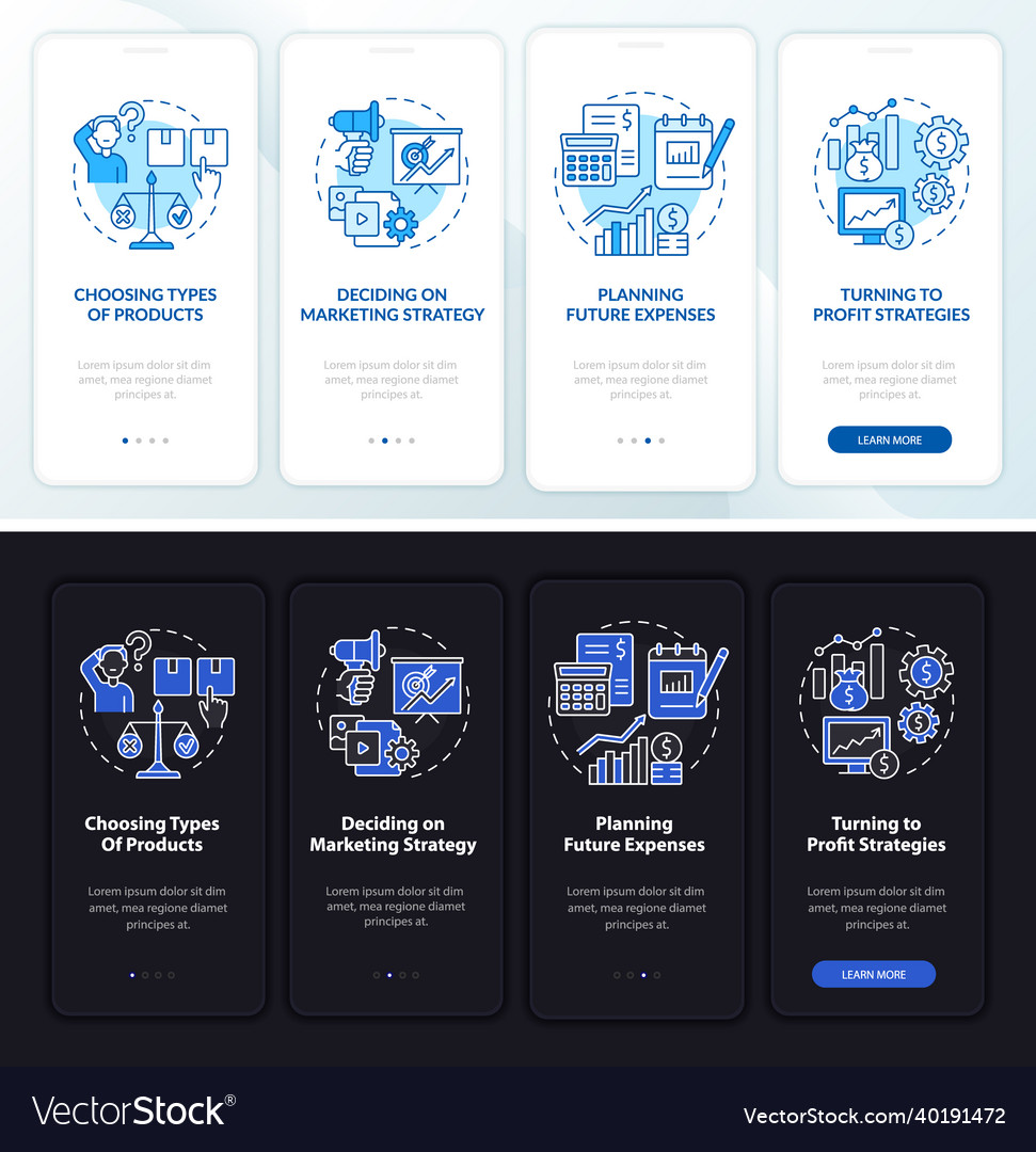 Business structures onboarding mobile app page Vector Image