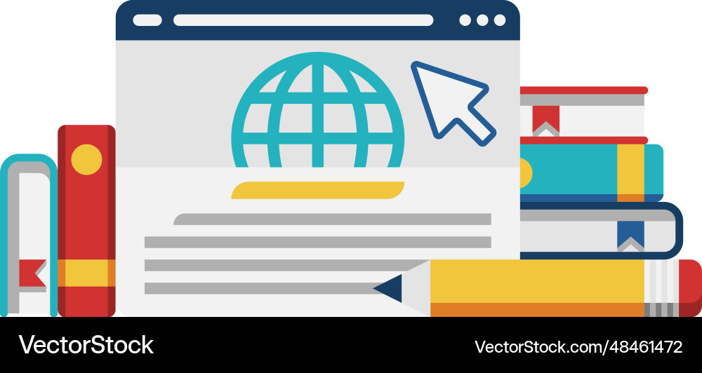 Digital education icon color books and web Vector Image