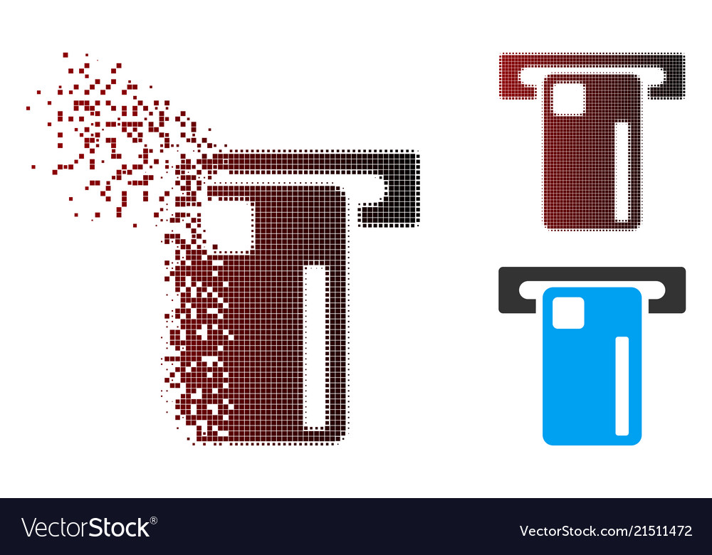 Dissolved pixel halftone atm machine icon Vector Image Dissolved pixel halftone atm machine icon Vector Image