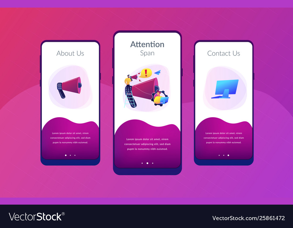 Draw attention app interface template Royalty Free Vector