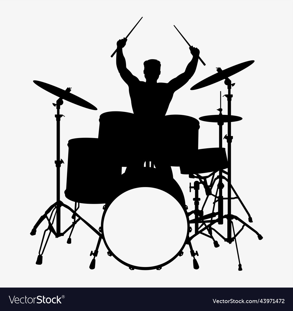 Drummer silhouette acoustic drum kit silhouette Vector Image Drummer silhouette acoustic drum kit silhouette Vector Image