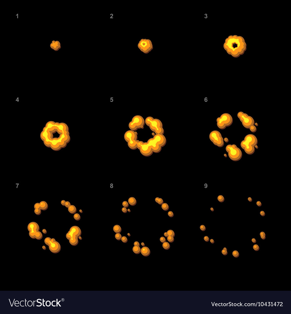 Explode animation sequence cartoon explosion Vector Image