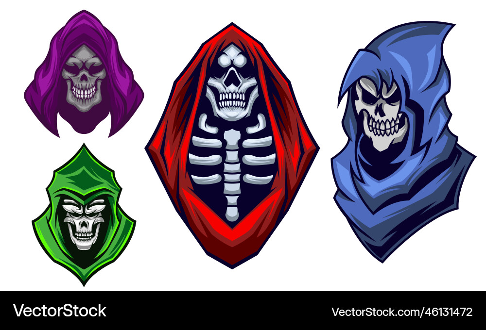 Grim reaper mascot reaper logo design set Vector Image