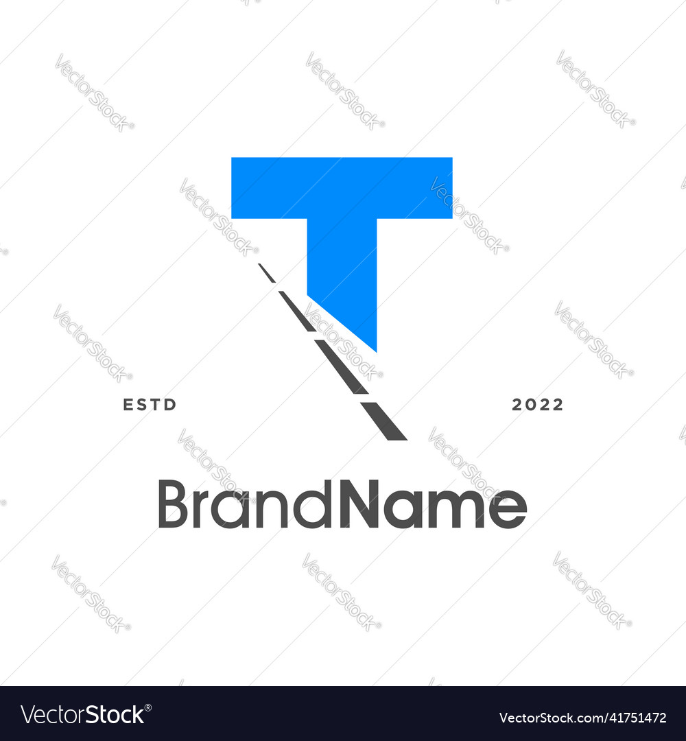 Initial t road Royalty Free Vector Image - VectorStock