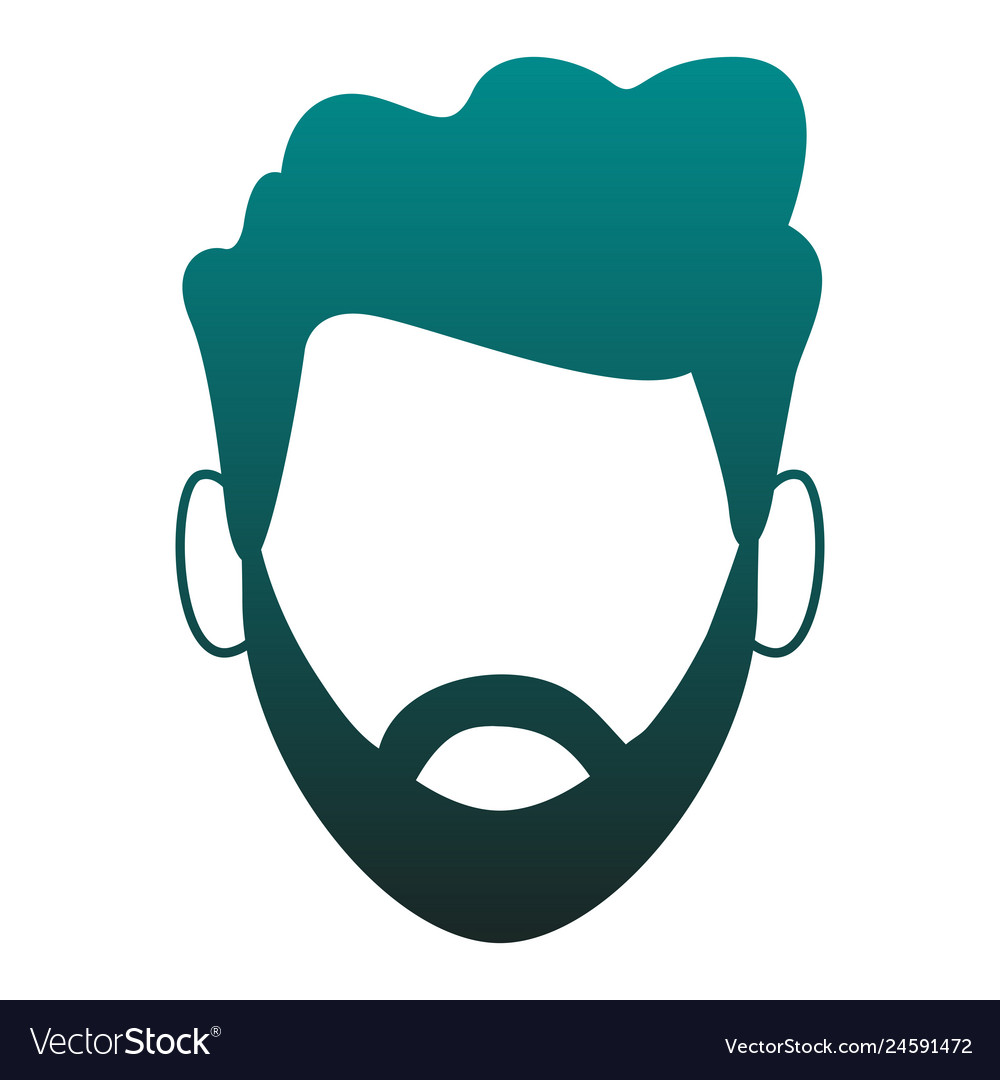Man With Beard Head Faceless In Blue Lines Vector Image