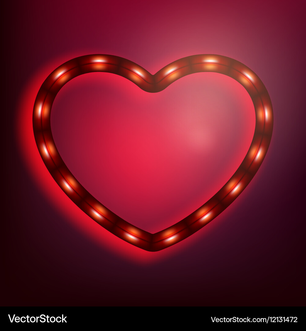 Neon glowing heart on red background eps 10 Vector Image