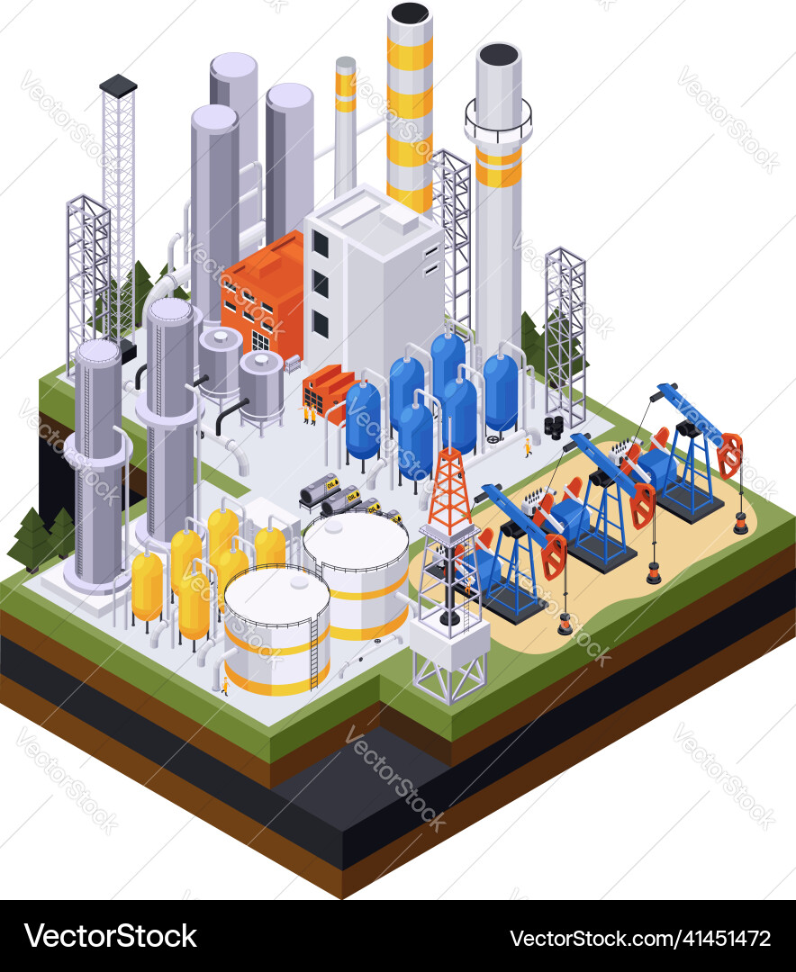 Oil petroleum factory composition Royalty Free Vector Image