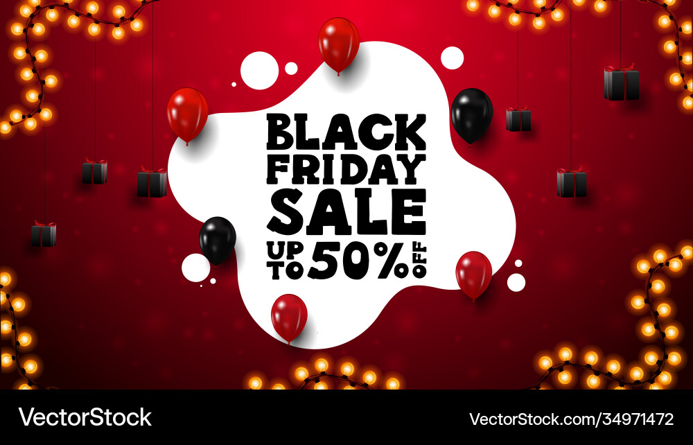 Red and white black friday discount banner Vector Image
