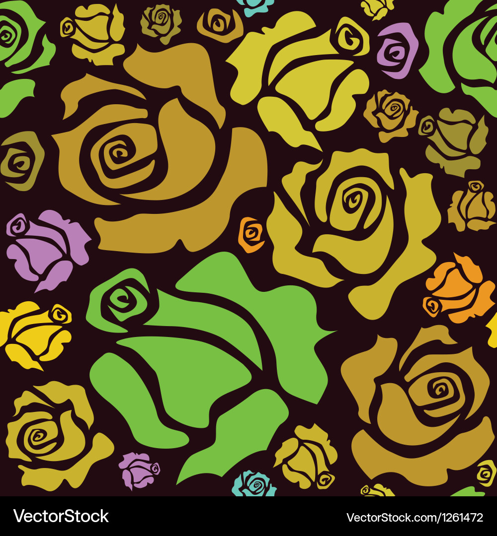 Seamless pattern of color roses Royalty Free Vector Image