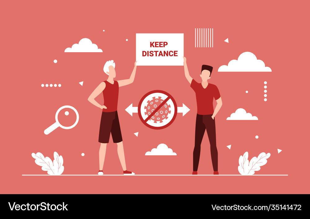 Social distance warning sign outbreak prevention Vector Image