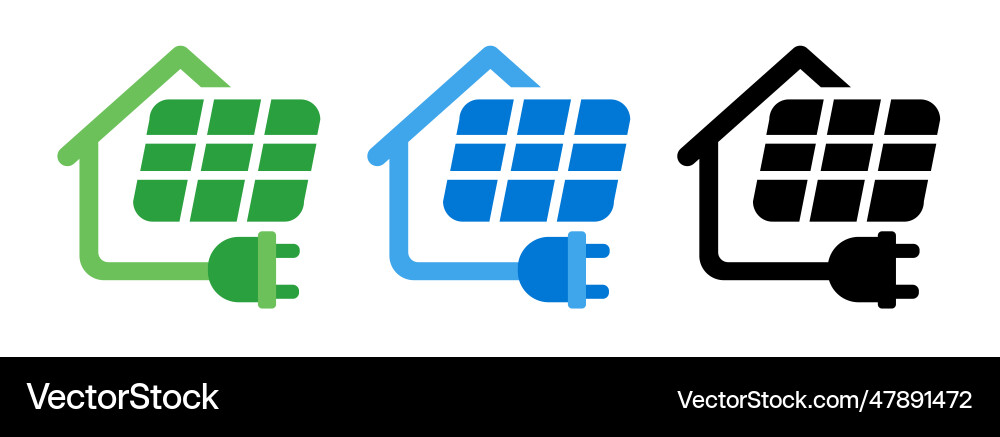 Solar panel sun energy for home house power Vector Image