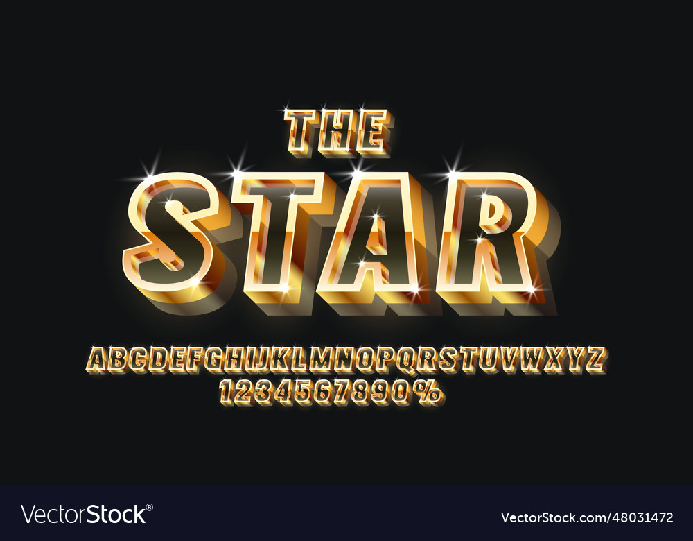 Star font set collection letters and numbers Vector Image