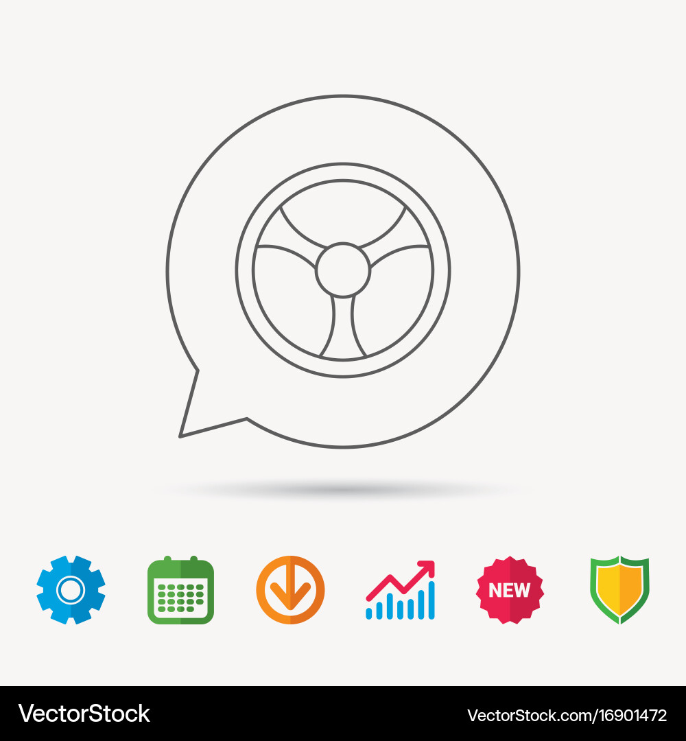 Steering wheel icon car drive control sign Vector Image