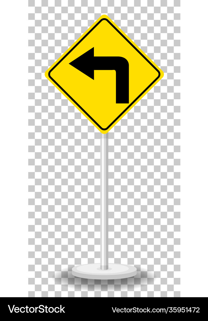 Yellow traffic warning sign on transparent Vector Image